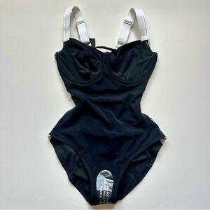 Ta3 | Swim | Sleek Black And White Onepiece Swimsuit With Sweetheart ...